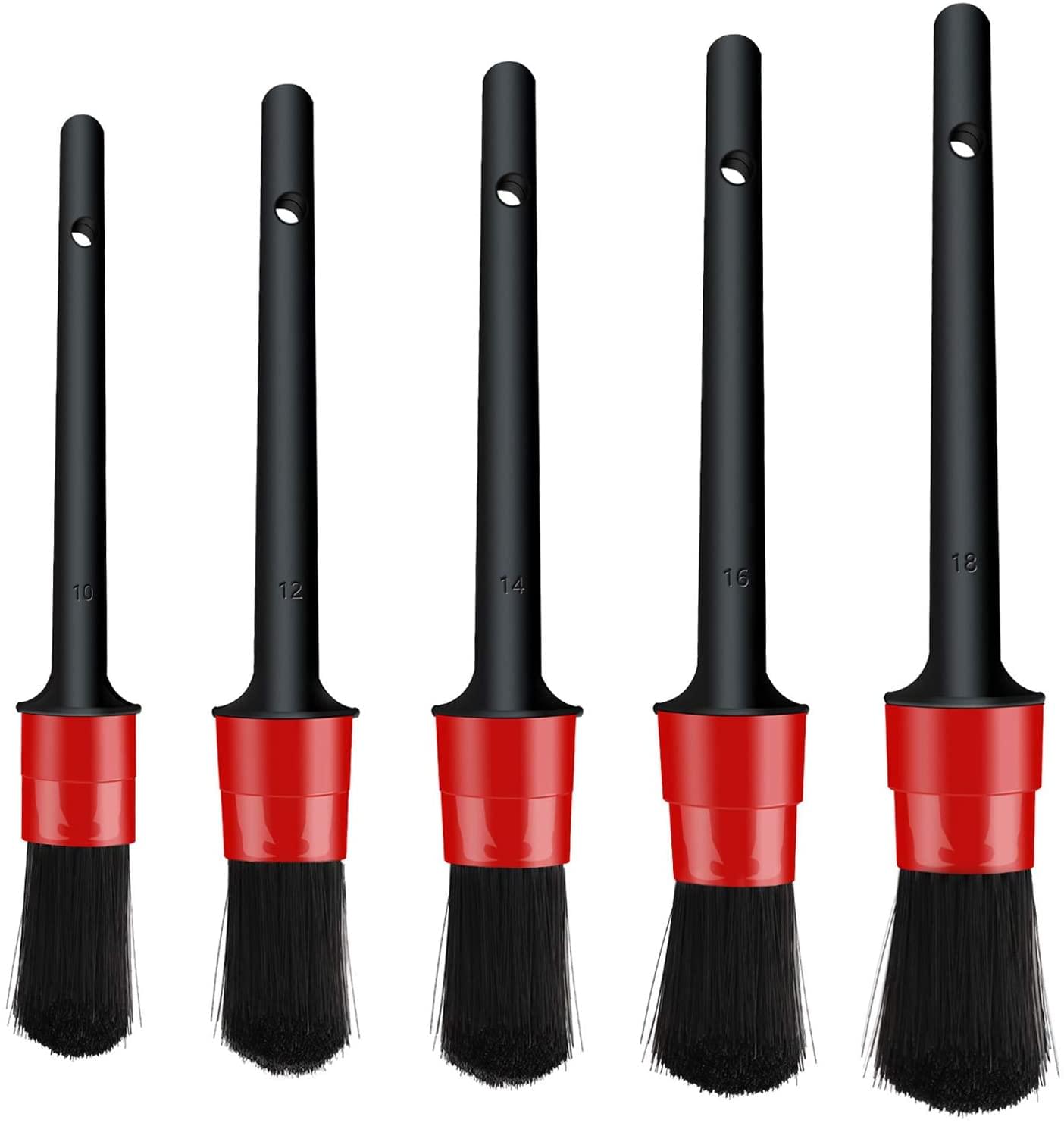Set 5 pensule din par natural sau Nylon Premium, pentru detailing auto ... Set 5 pensule din par natural sau Nylon Premium, pentru detailing auto ...