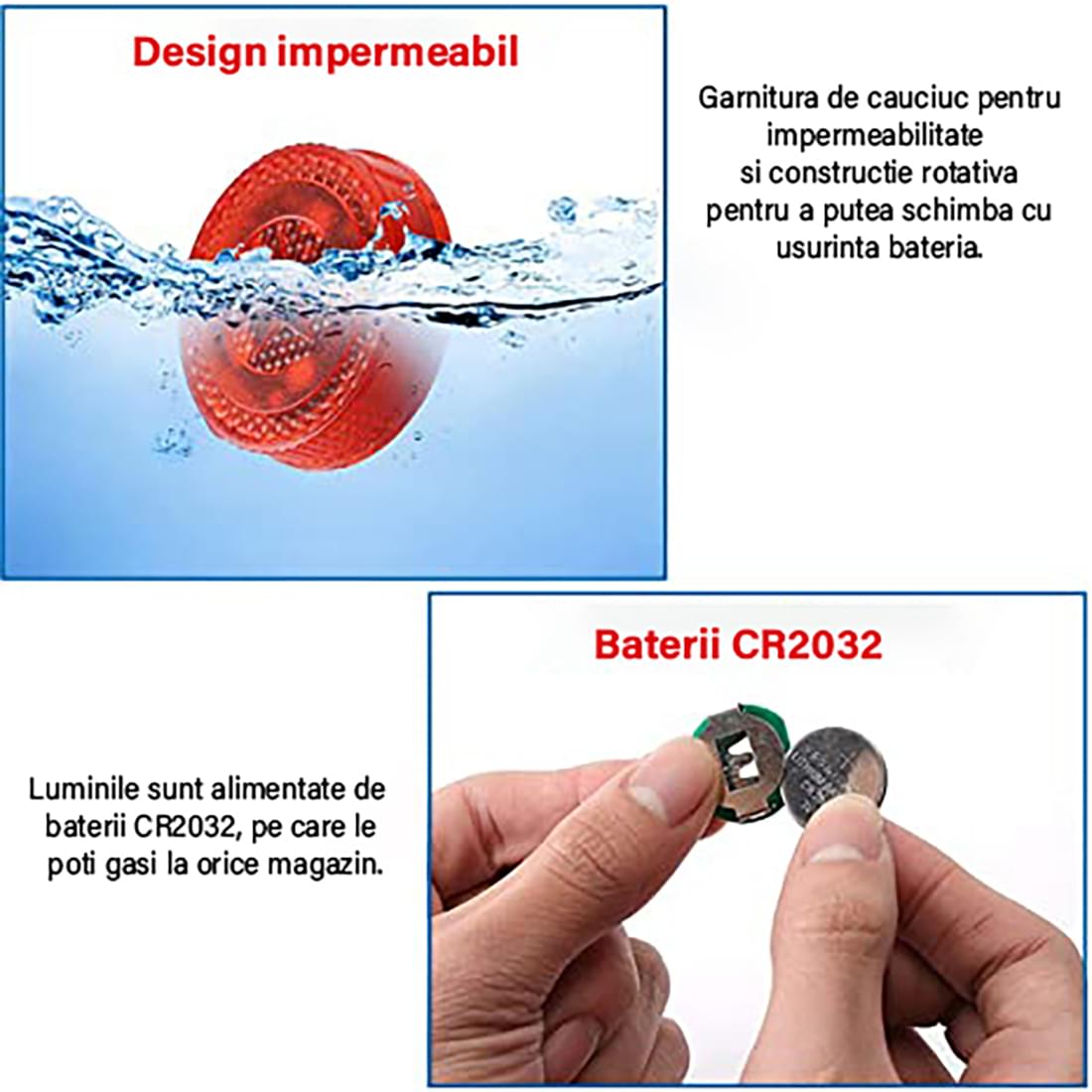 Pachet 4 buc, set lumini cu 5 led-uri auto wireless magnetice pentru ...